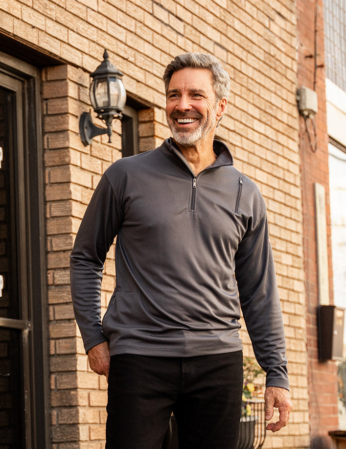 Qzip Men's Zip Pullover Shirt with Hidden Pockets | SCOTTeVEST
